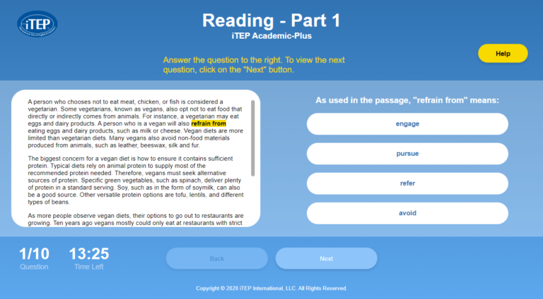 Setting Your Admissions Score – iTEP